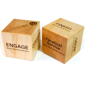 Personalized Blocks - 2" engraved wooden blocks with logo | Lazerworx